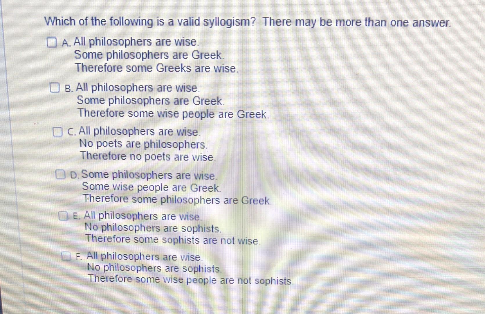 Solved Which of the following are valid syllogisms? There | Chegg.com