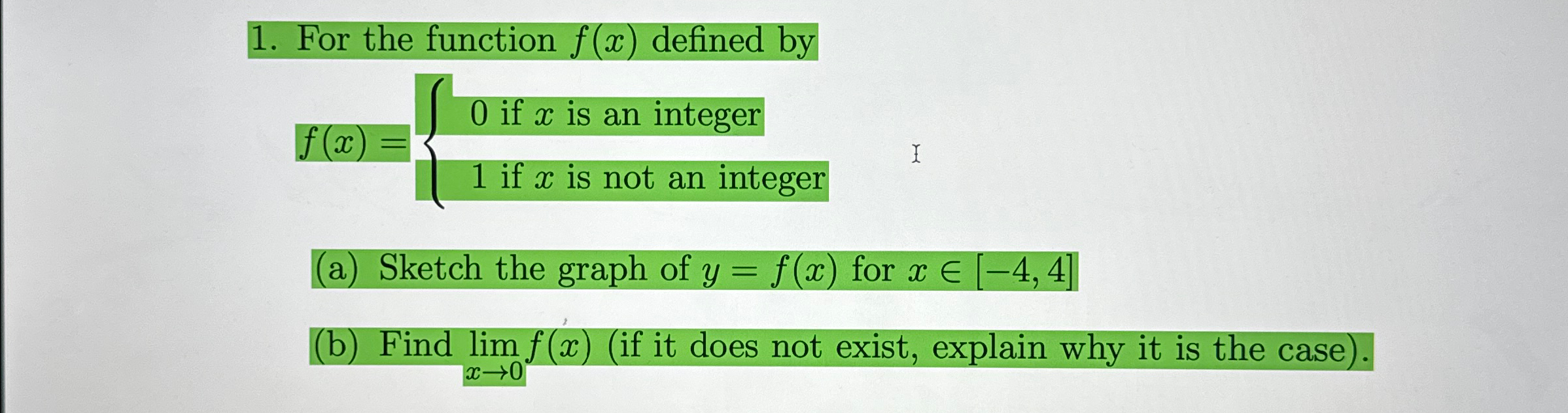 Solved For the function f(x) ﻿defined | Chegg.com