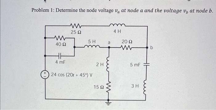 Solved Problem 1: Determine the node voltage va at node a | Chegg.com