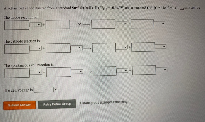Solved A voltaic cell is constructed from a standard Sn2+Sn | Chegg.com