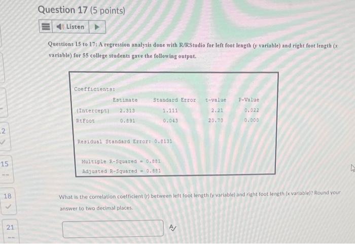 Solved Questions 15 to 17: A regression analysis done with | Chegg.com