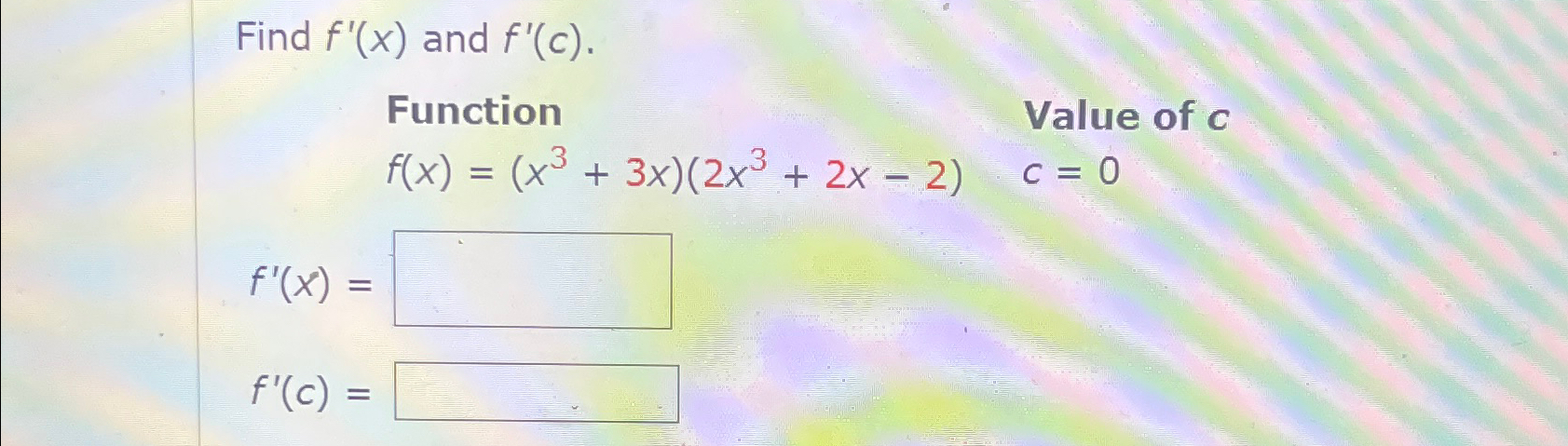 Solved Find f'(x) ﻿and | Chegg.com