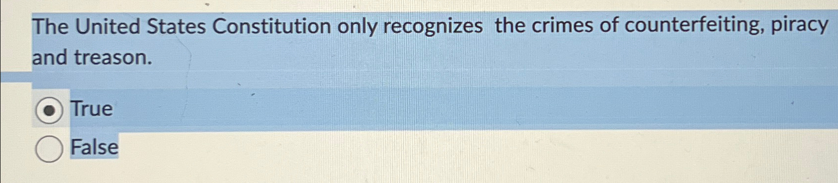 Solved The United States Constitution only recognizes the | Chegg.com