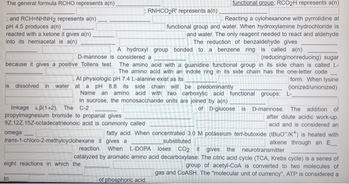 Solved The general formula RCHO represents an) functional | Chegg.com