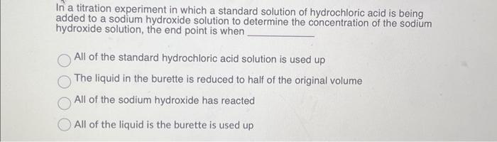 Solved In a titration experiment in which a standard | Chegg.com