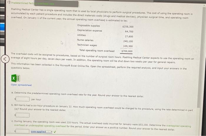 Solved Poehling Medical Center has a single operating room | Chegg.com