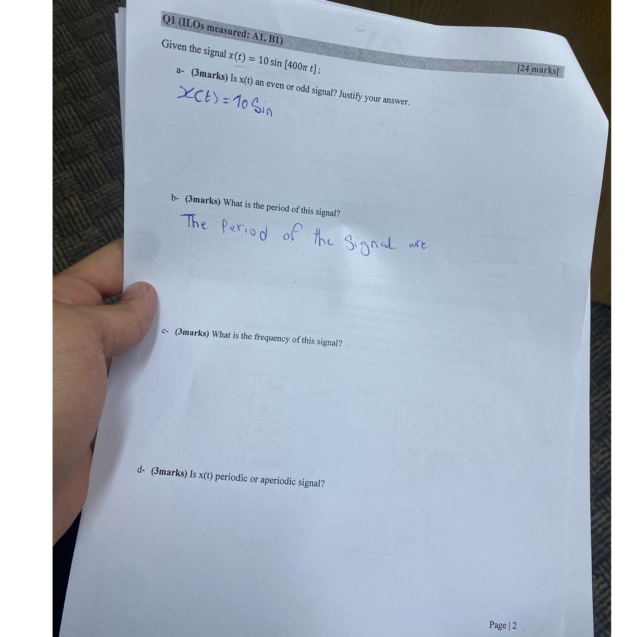 Solved Q1 (llOs measured: A1, ﻿B1)Given the signal | Chegg.com