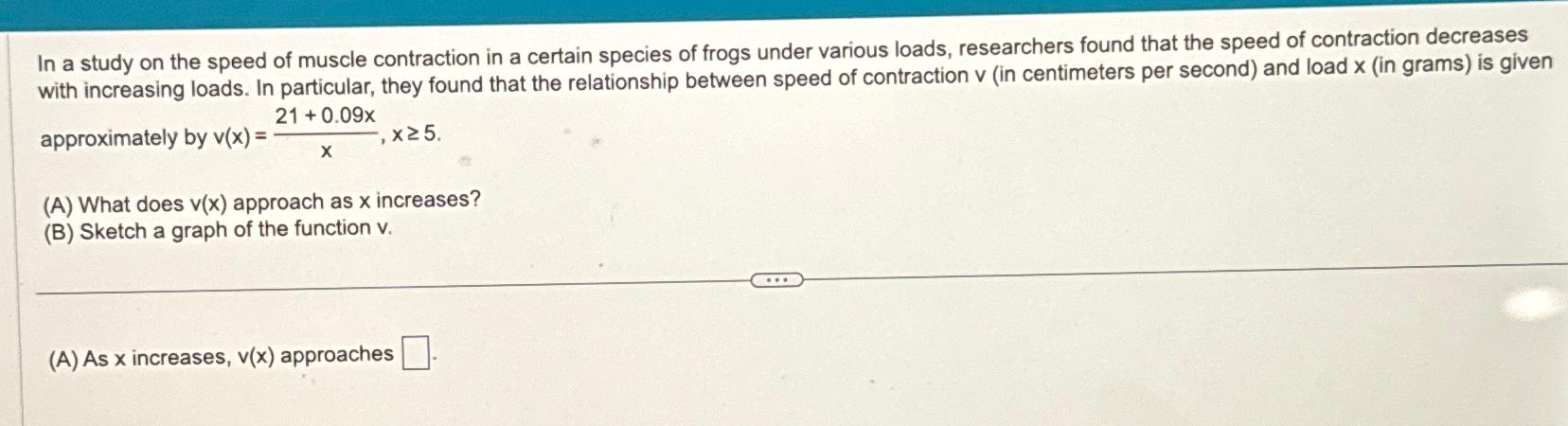 Solved In a study on the speed of muscle contraction in a | Chegg.com