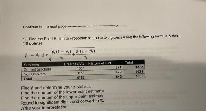 Solved 17. Find the Point Estimate Proportion for these two | Chegg.com