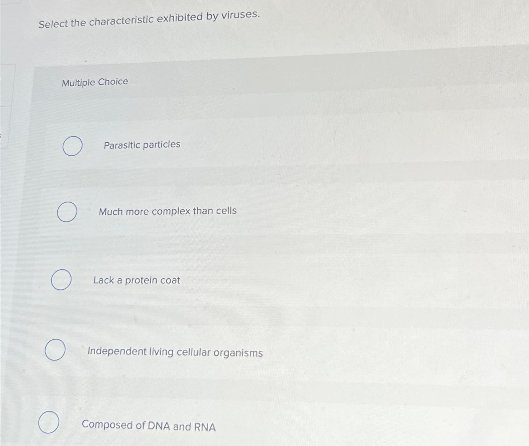Solved Select the characteristic exhibited by | Chegg.com