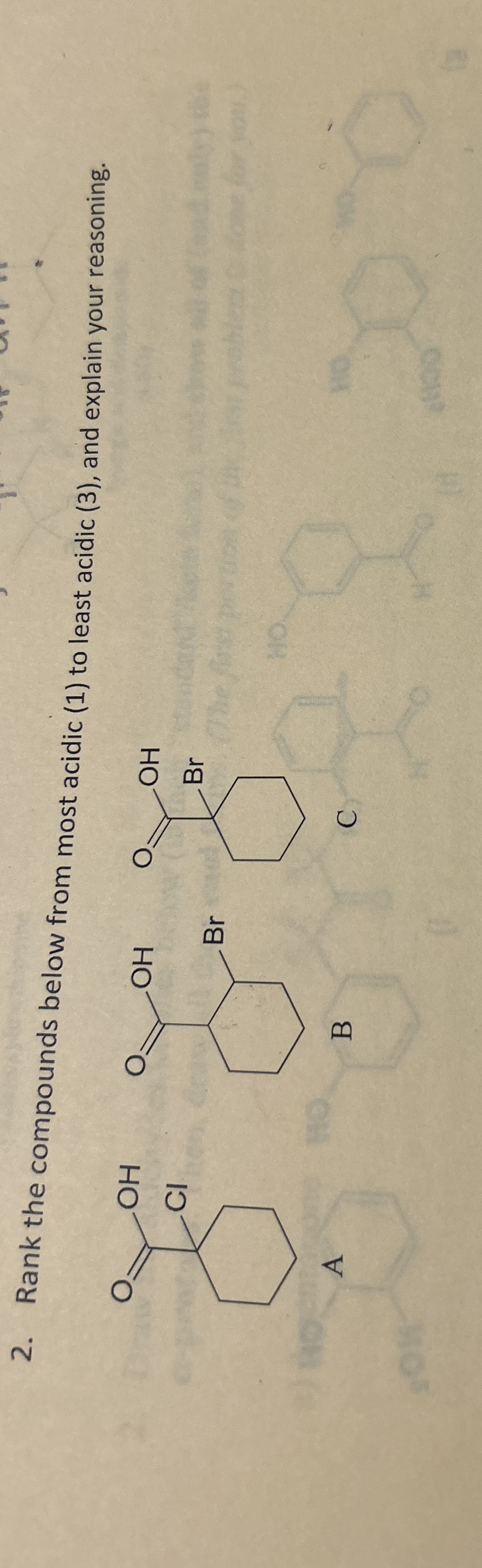 Solved Rank the compounds below from most acidic (1) ﻿to | Chegg.com