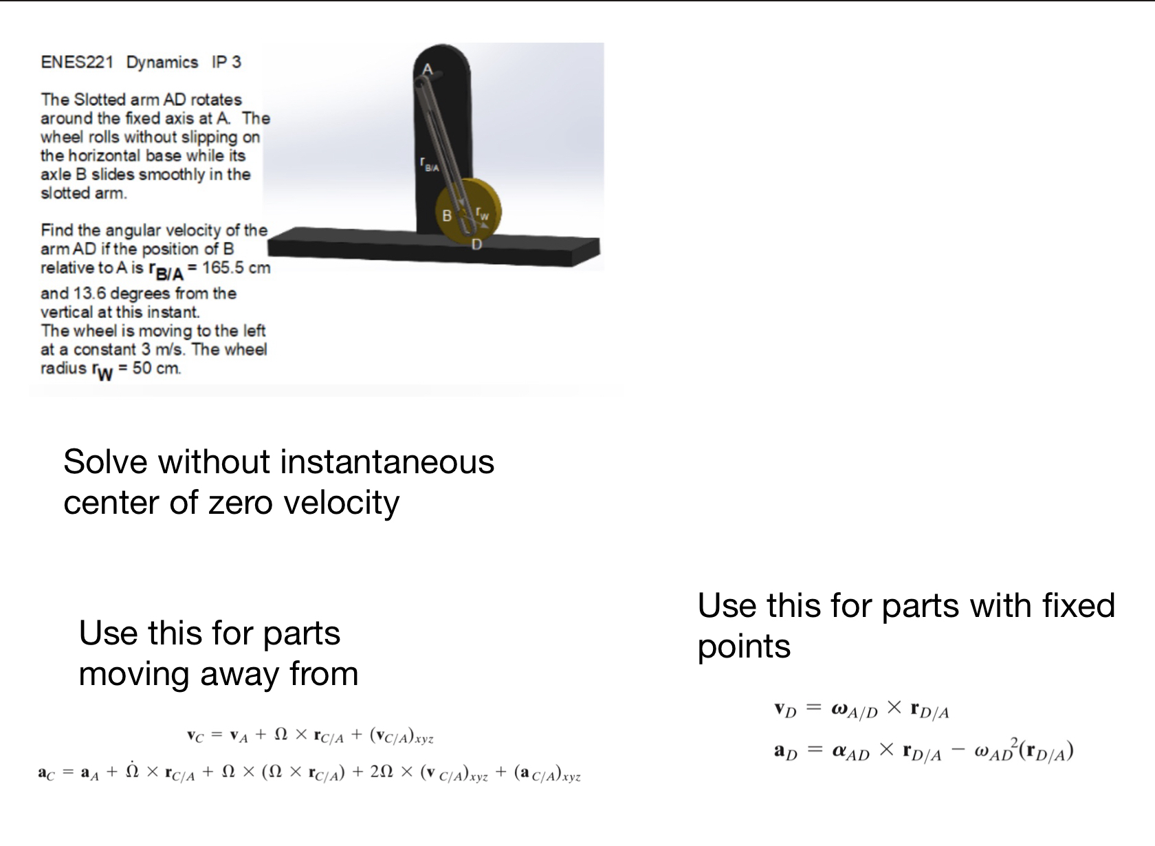 Solved ENES221 ﻿Dynamics IP 3The Slotted arm AD rotates | Chegg.com