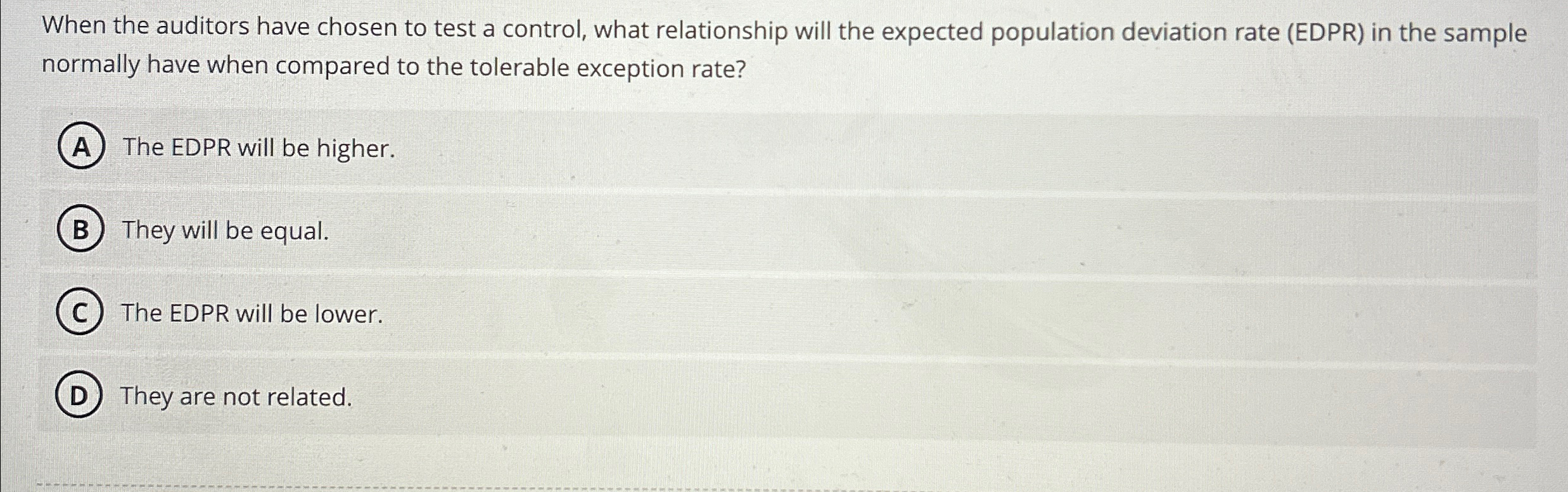 Solved When the auditors have chosen to test a control, what | Chegg.com