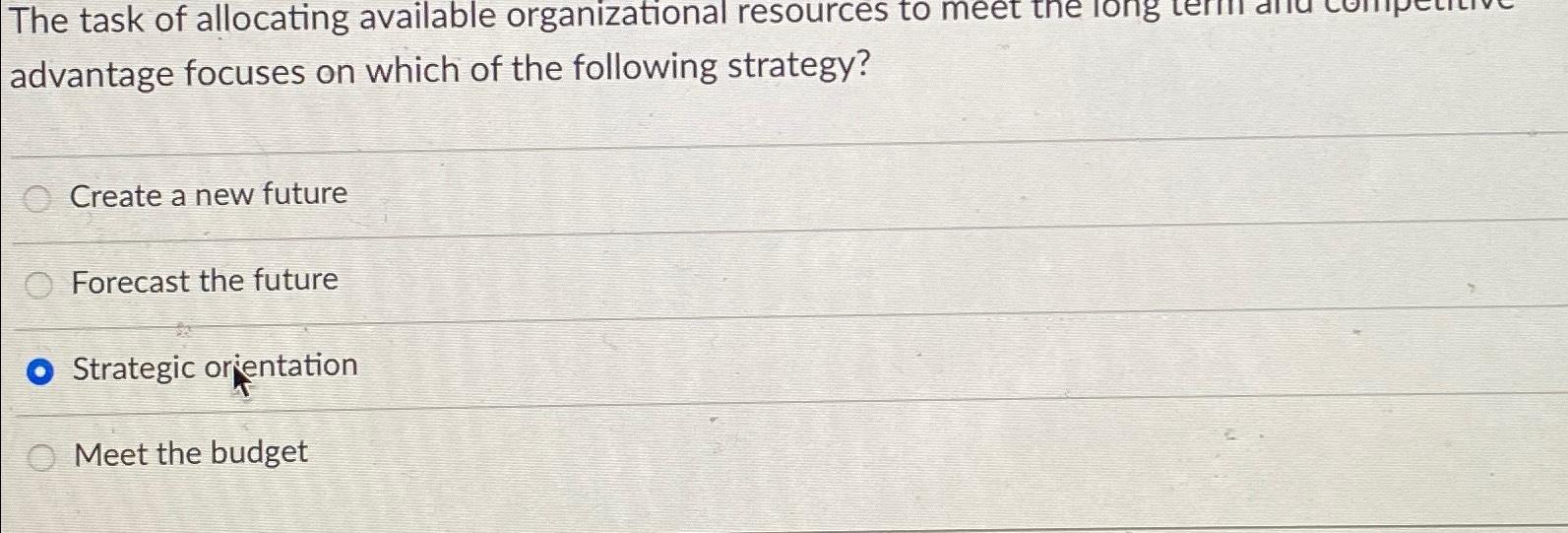 Solved The task of allocating available organizational | Chegg.com