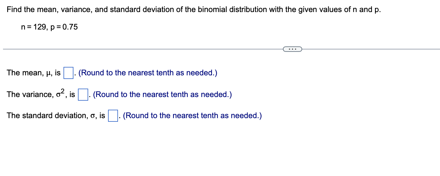 Solved Find the mean, variance, and standard deviation of | Chegg.com
