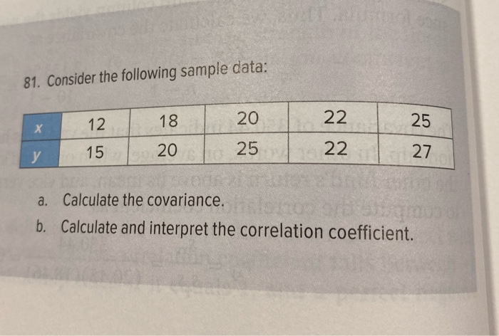 Solved 81. Consider the following sample data: 18 12 20 22 | Chegg.com