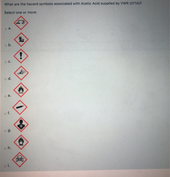 Solved What are the hazard symbols associated with Acetic | Chegg.com