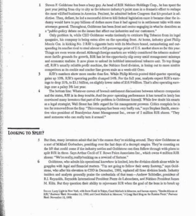 Solved 8. What is RJR's current principal business strategy? | Chegg.com