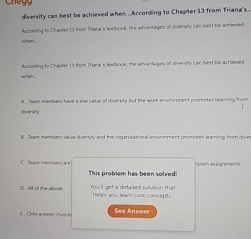 Solved diversity can best be achieved when..According to | Chegg.com