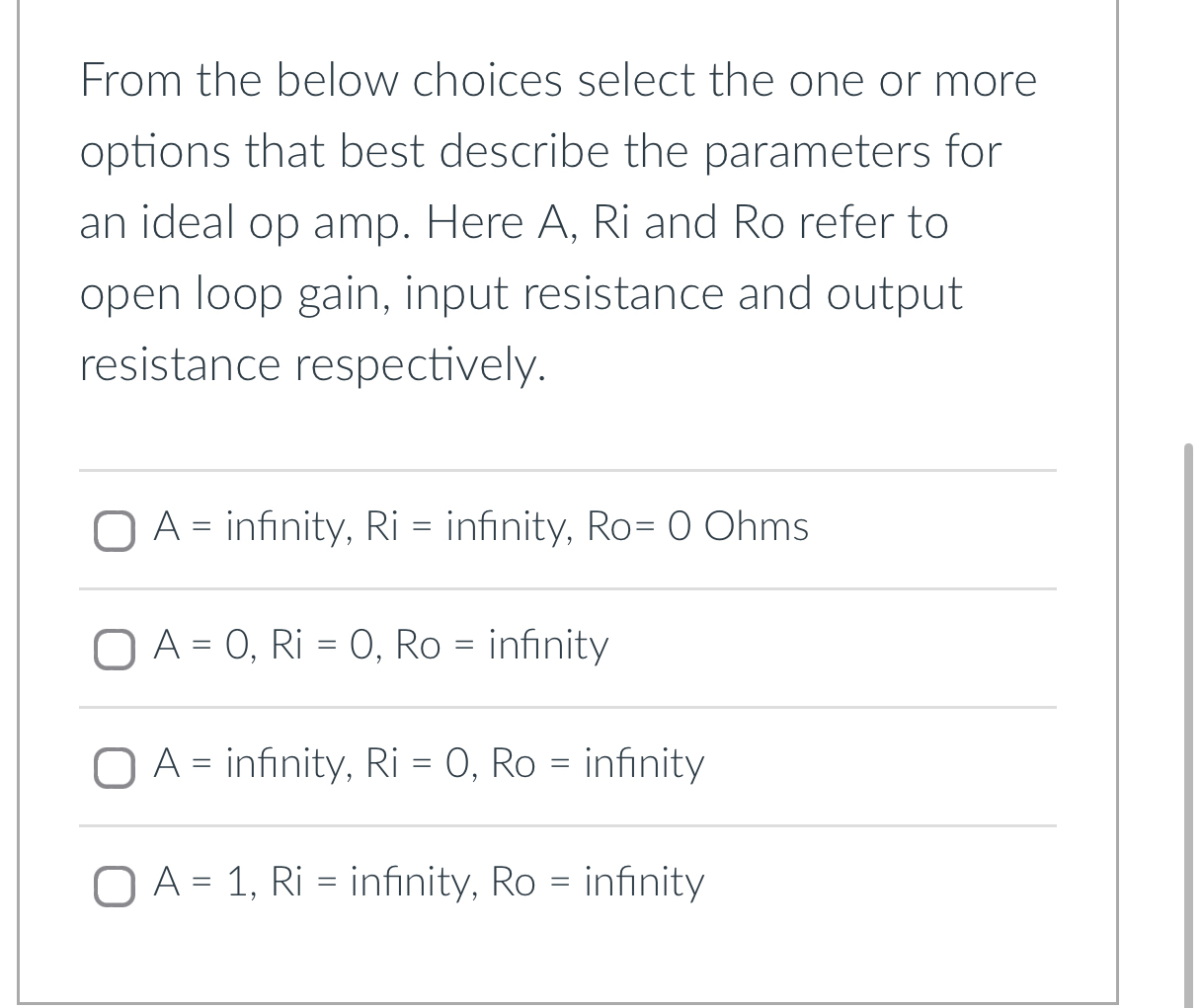 Solved From the below choices select the one or more options | Chegg.com