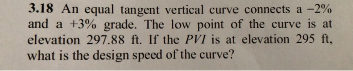 Solved 3.18 An equal tangent vertical curve connects a -2% | Chegg.com