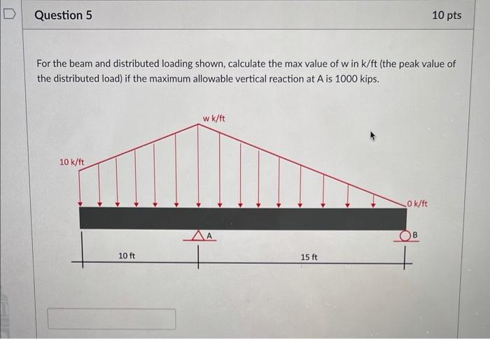 Solved For the beam and distributed loading shown, calculate | Chegg.com