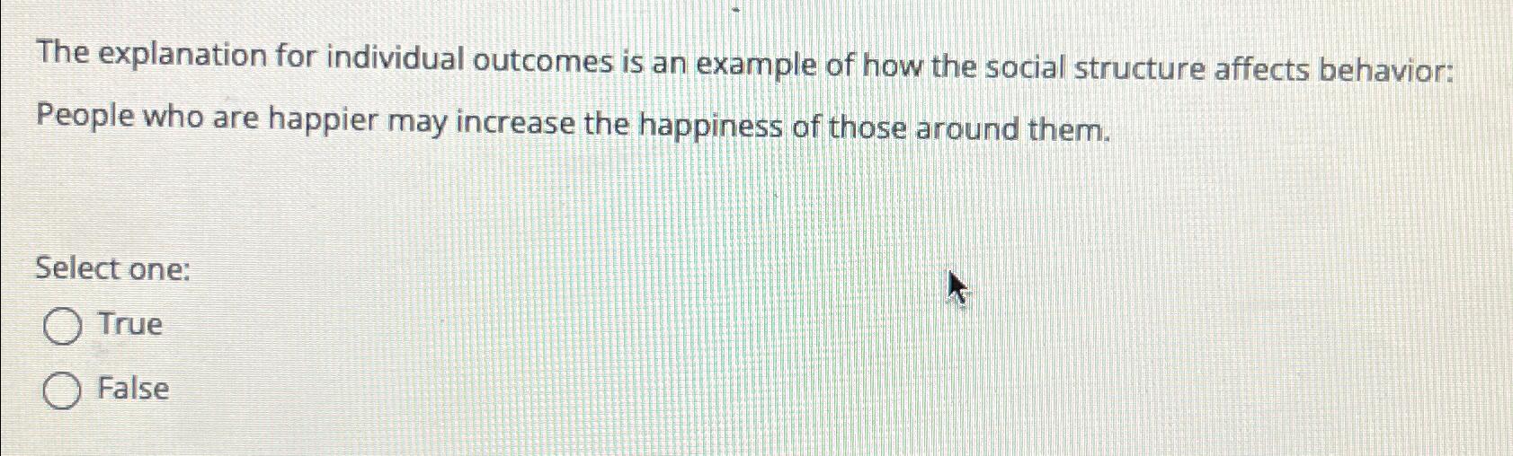 Solved The explanation for individual outcomes is an example | Chegg.com
