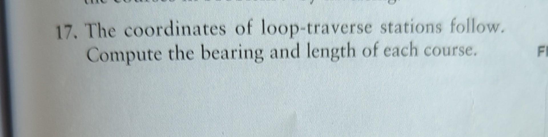 Solved 17. The coordinates of loop-traverse stations follow. | Chegg.com