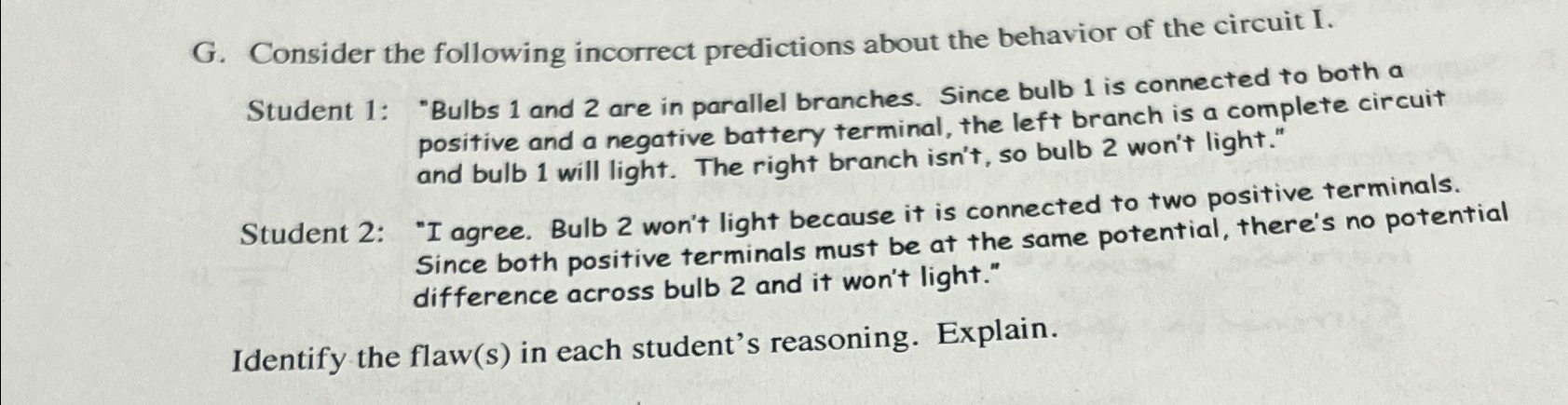 Solved G. ﻿Consider the following incorrect predictions | Chegg.com