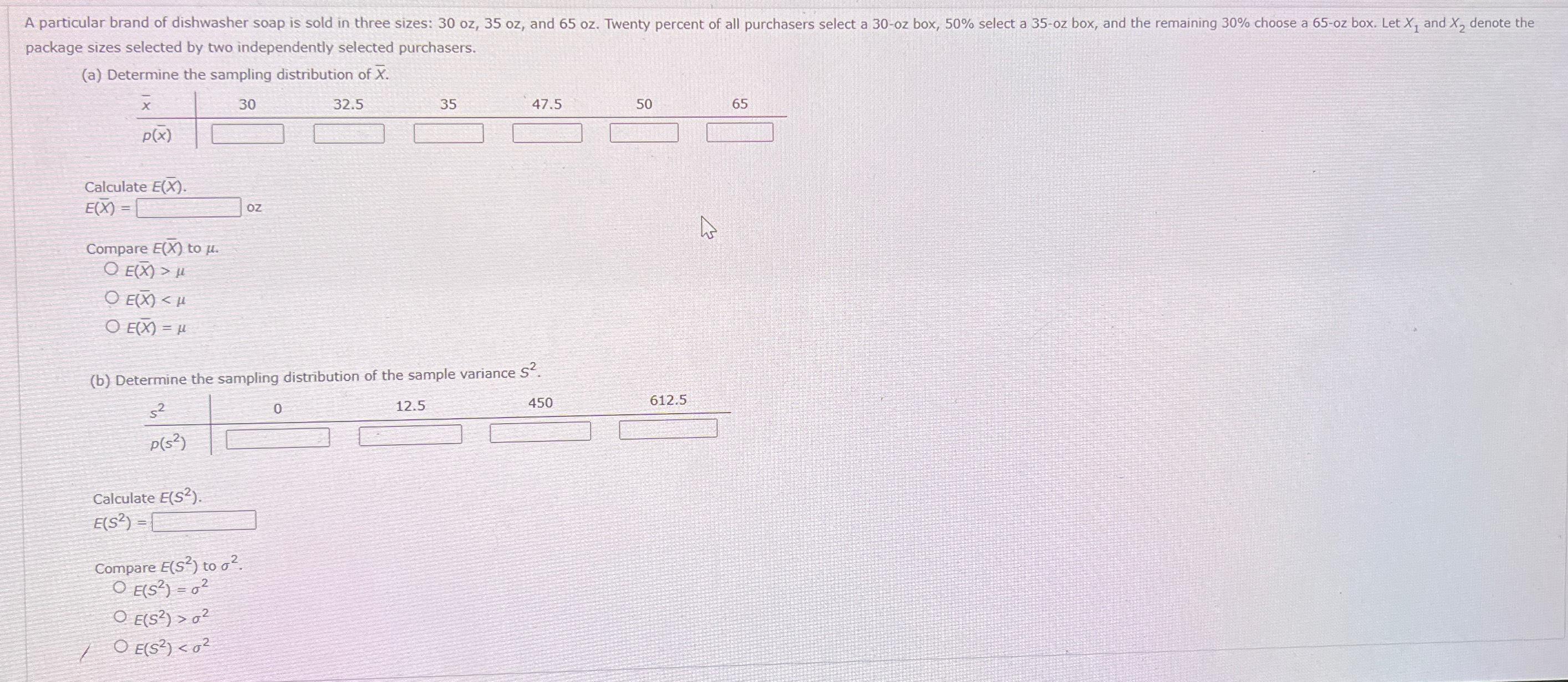 Solved package sizes selected by two independently selected | Chegg.com