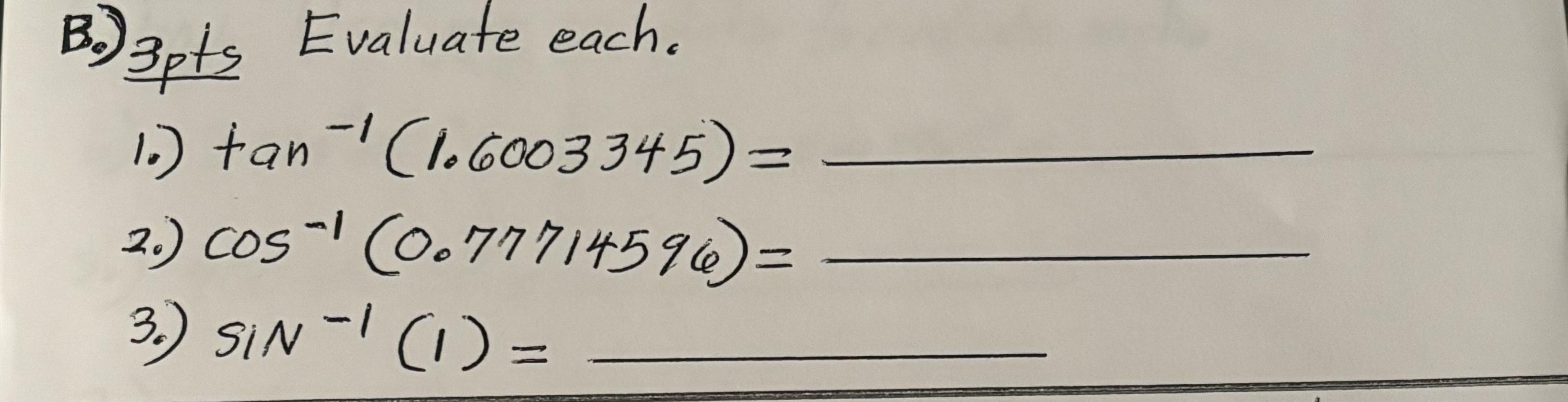 Solved B.) 3pts Evaluate | Chegg.com