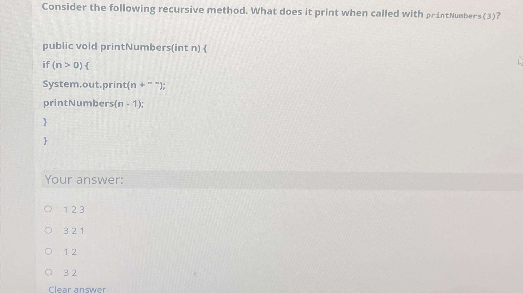 Solved Consider the following recursive method. What does it | Chegg.com Solved Consider the following recursive method. What does it | Chegg.com