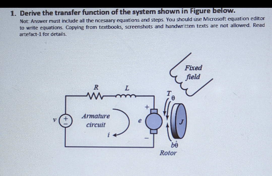 Solved 1. Derive the transfer function of the system shown | Chegg.com