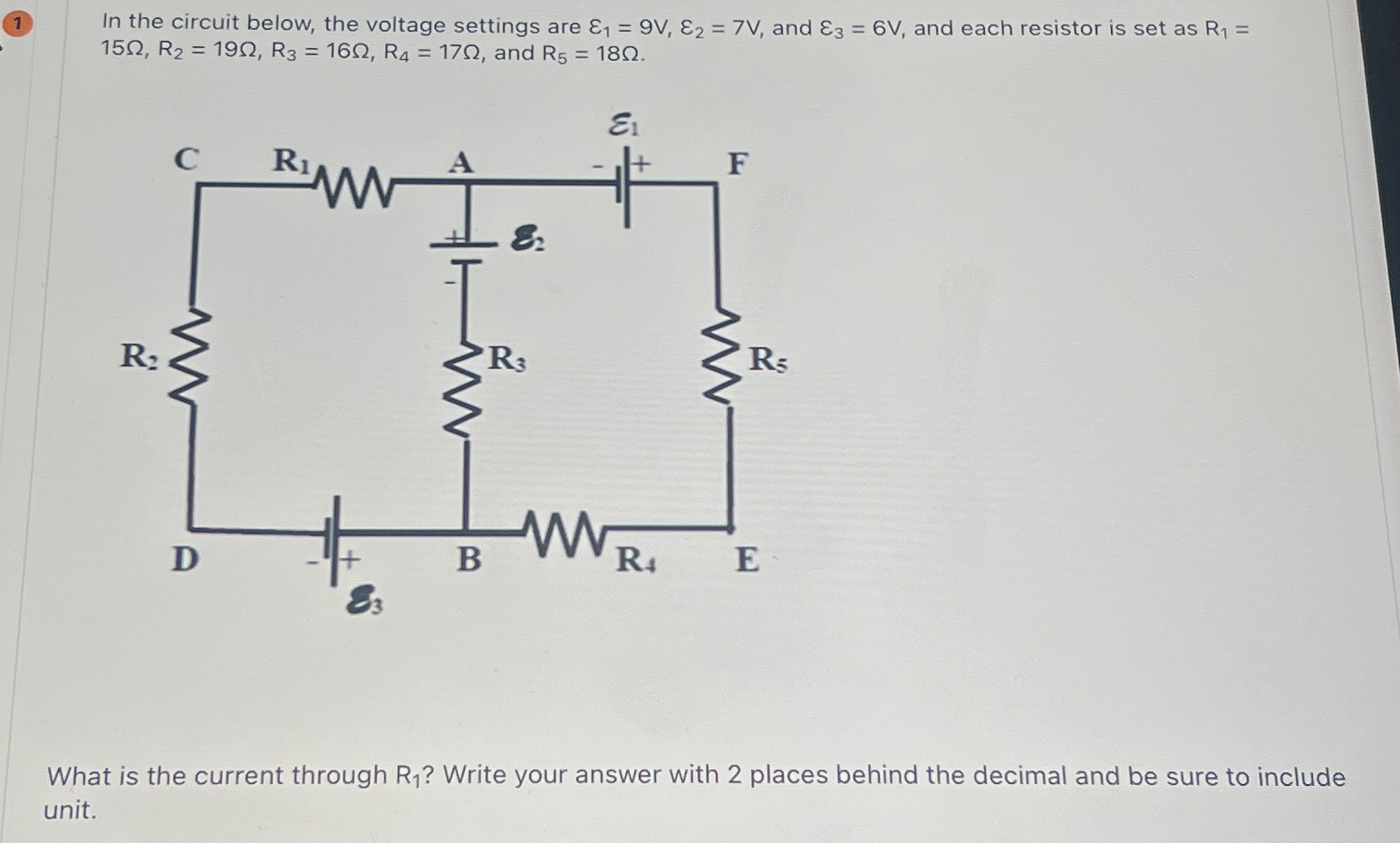 Solved (1) ﻿In the circuit below, the voltage settings are | Chegg.com