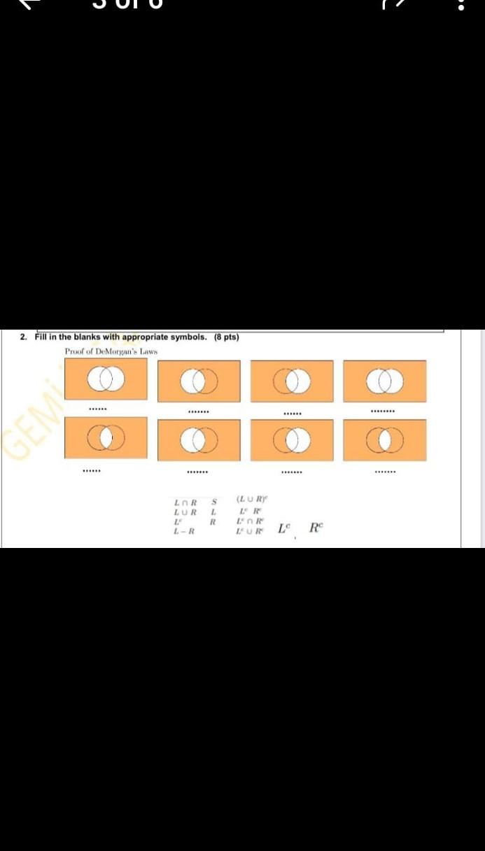 Solved 2. Fill in the blanks with appropriate symbols. (8 | Chegg.com
