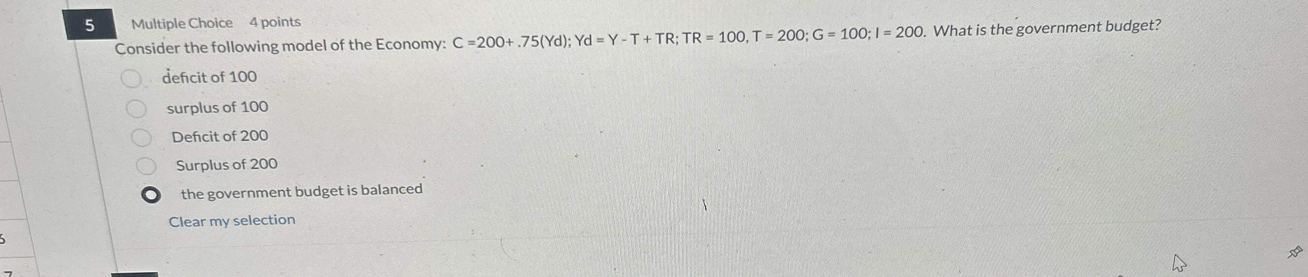5Multiple Choice4 ﻿pointsConsider the following model | Chegg.com
