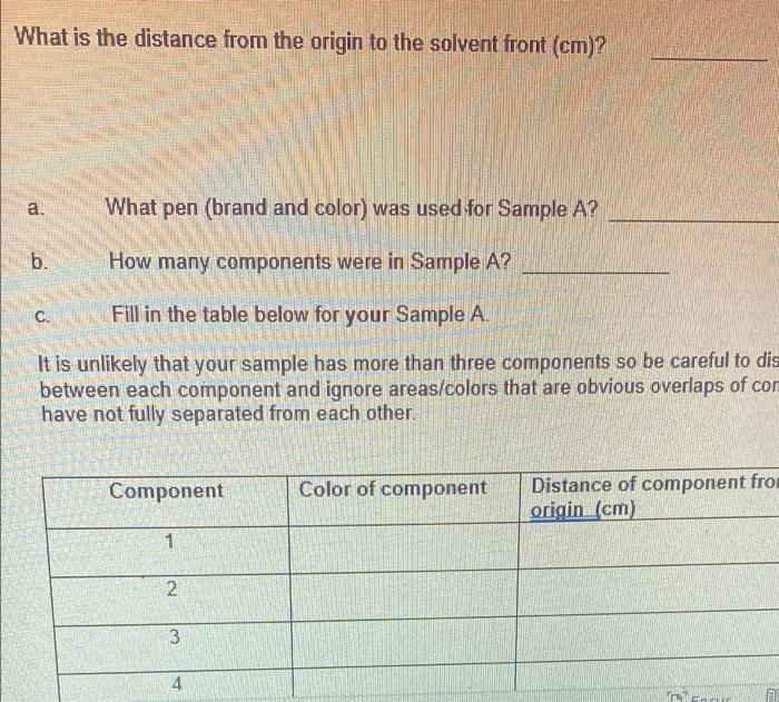What is the distance from the origin to the solvent | Chegg.com
