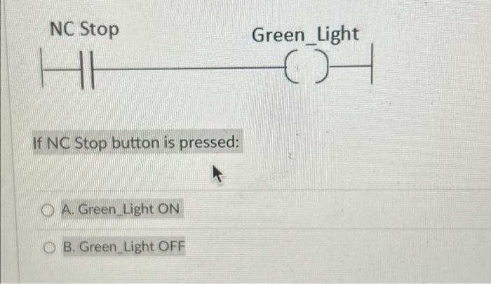 Solved NC Stop H If NC Stop button is pressed: A. Green | Chegg.com