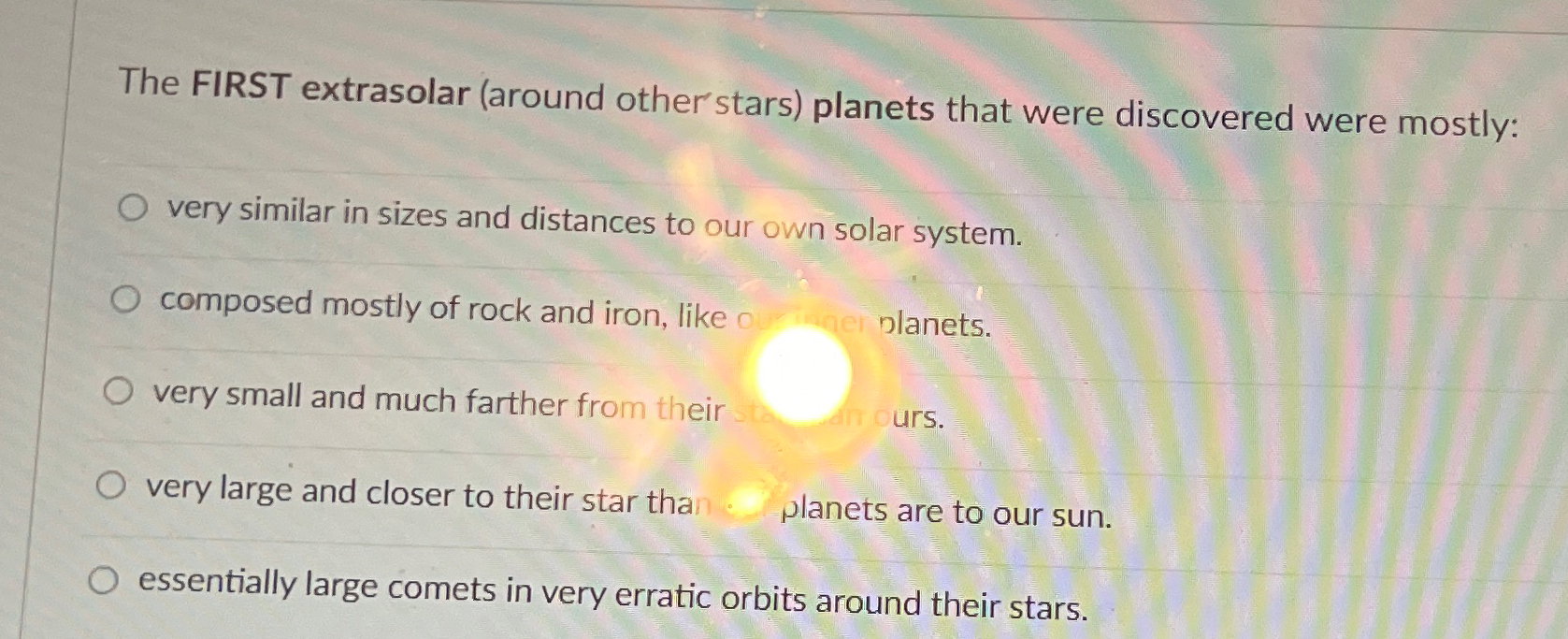 Solved The FIRST extrasolar (around other'stars) ﻿planets | Chegg.com