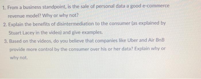 Solved 1. From a business standpoint, is the sale of | Chegg.com