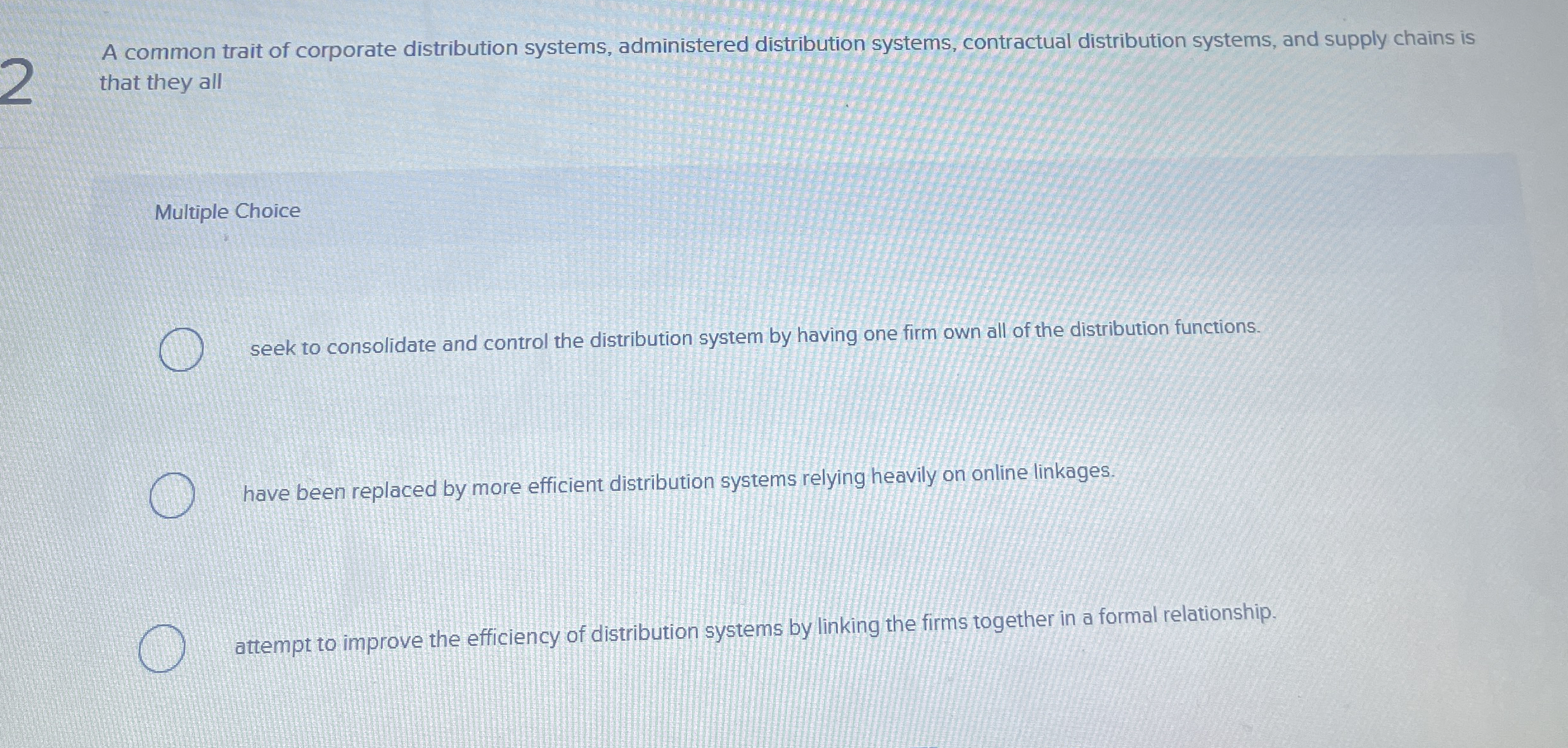Solved A common trait of corporate distribution systems, | Chegg.com