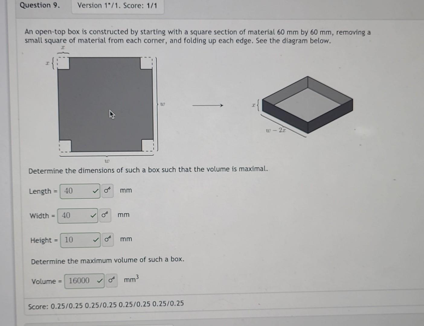 Solved An open-top box is constructed by starting with a | Chegg.com