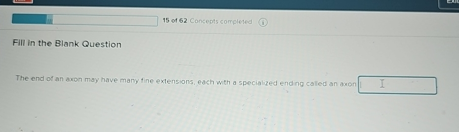 Solved 15 ﻿of 62 ﻿Concepts completed(i)Fill in the Blank | Chegg.com