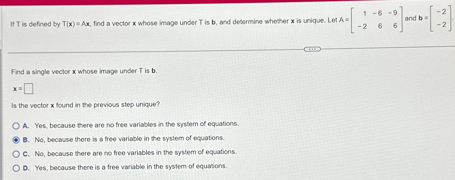Solved If T ﻿is defined by T(x)=Ax, ﻿find a vector x ﻿whose | Chegg.com