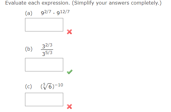 Solved Evaluate each expression. (Simplify your answers | Chegg.com