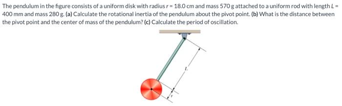 Solved The pendulum in the figure consists of a uniform disk | Chegg.com