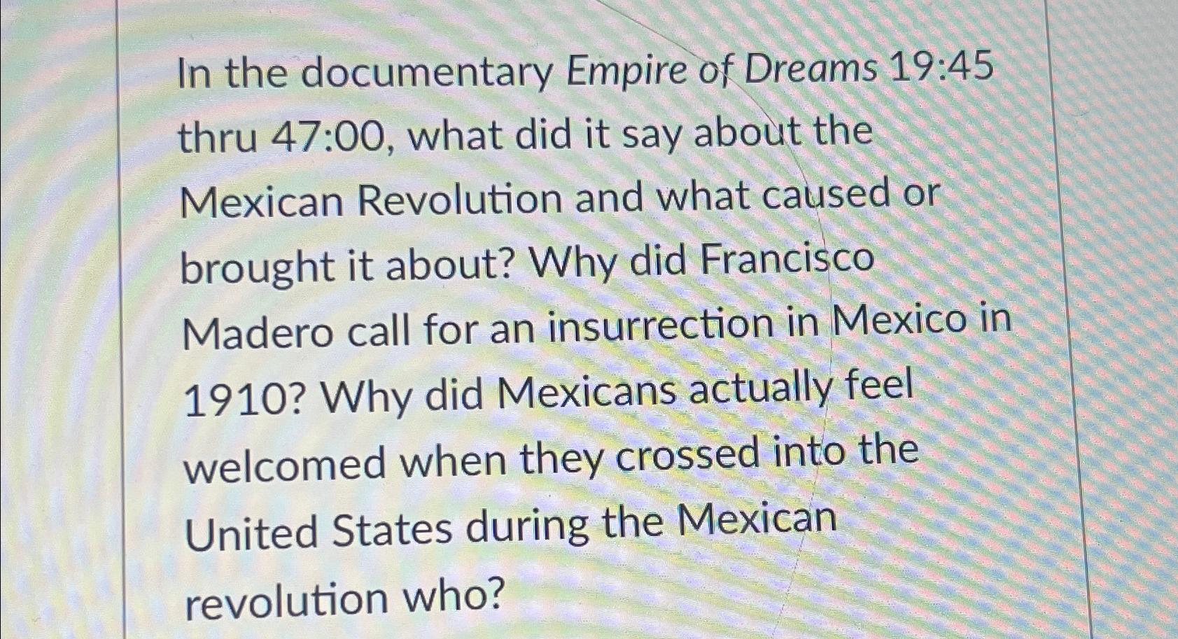 Solved In the documentary Empire of Dreams 19:45 ﻿thru | Chegg.com