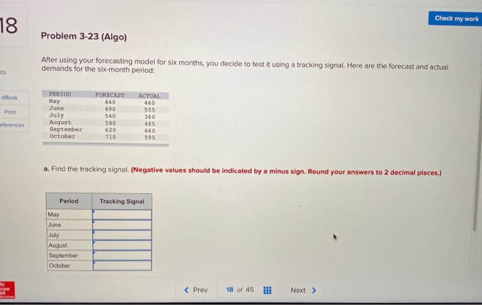 Solved Check my work Problem 3-23 (Algo) After using your | Chegg.com