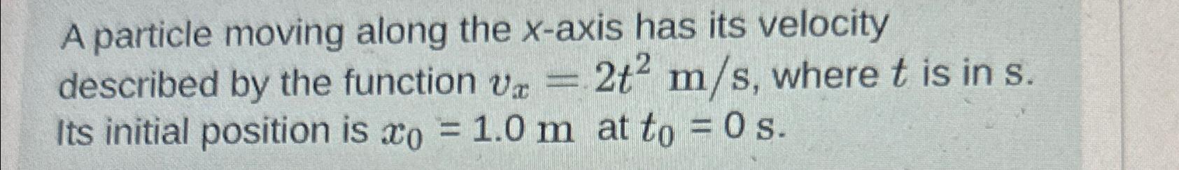 A particle moving along the x-axis has its velocity | Chegg.com
