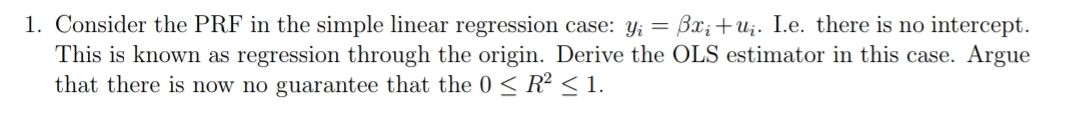 Solved Consider the PRF in the simple linear regression | Chegg.com